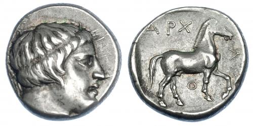 GRECIA ANTIGUA. MACEDONIA. Arquelao (413-399 a.C.). Didracma