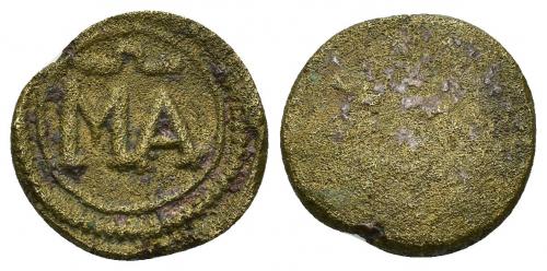 IMPERIO ROMANO. ¿Tésera? A/ MA, encima ¿omega? Rev. liso. AE