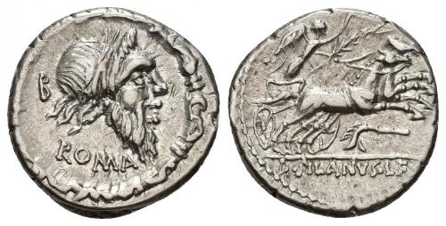 REPÚBLICA ROMANA. JUNIA. D. Junius Silanus L. f. Denario. Ro