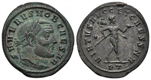 IMPERIO ROMANO. SEVERO II. Follis. Ticinum (305). A/ Cabeza